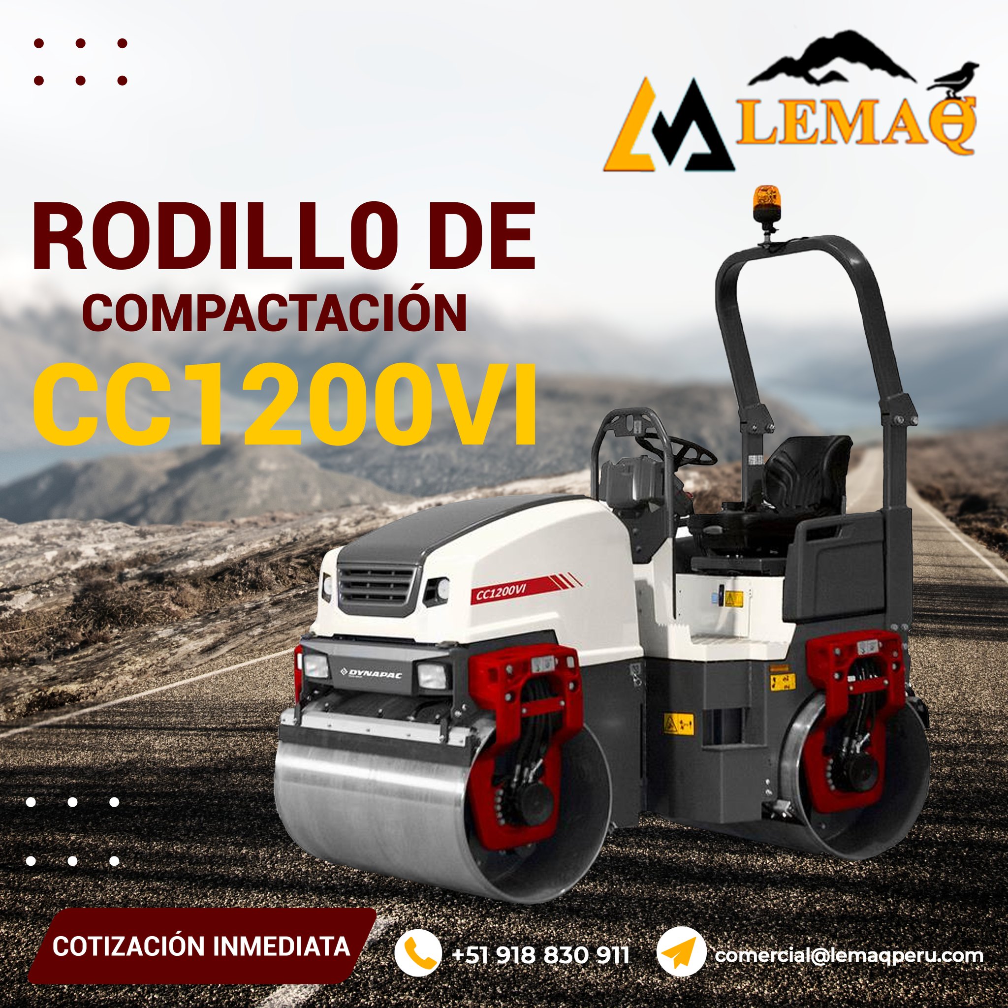 RODILLO TANDEM CC1200VI DYNAPAC – Venta de Maquinaria Pesada